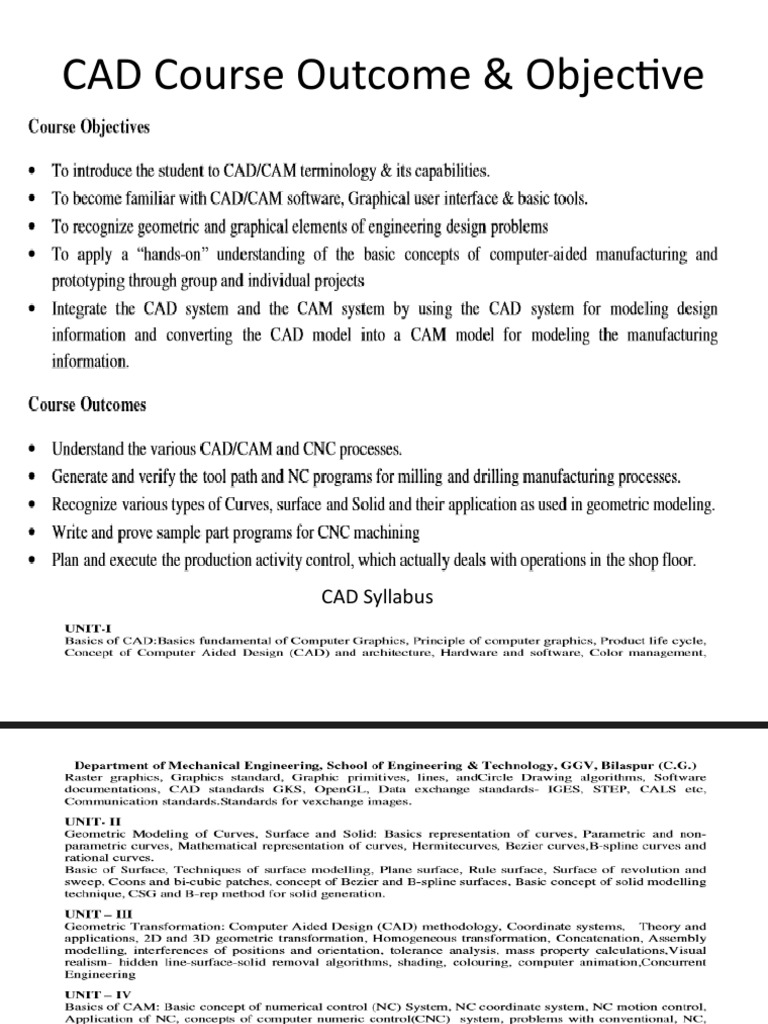 CAD Course Outcome & Objective | PDF