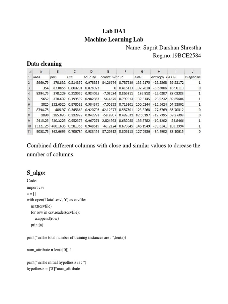 Name: Suprit Darshan Shrestha Reg - no:19BCE2584: Lab DA1 Machine ...