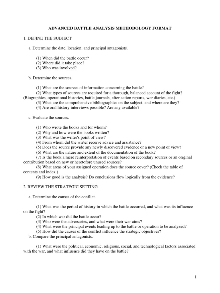 Advanced Battle Analysis Methodology Format | PDF | Battles | Military ...