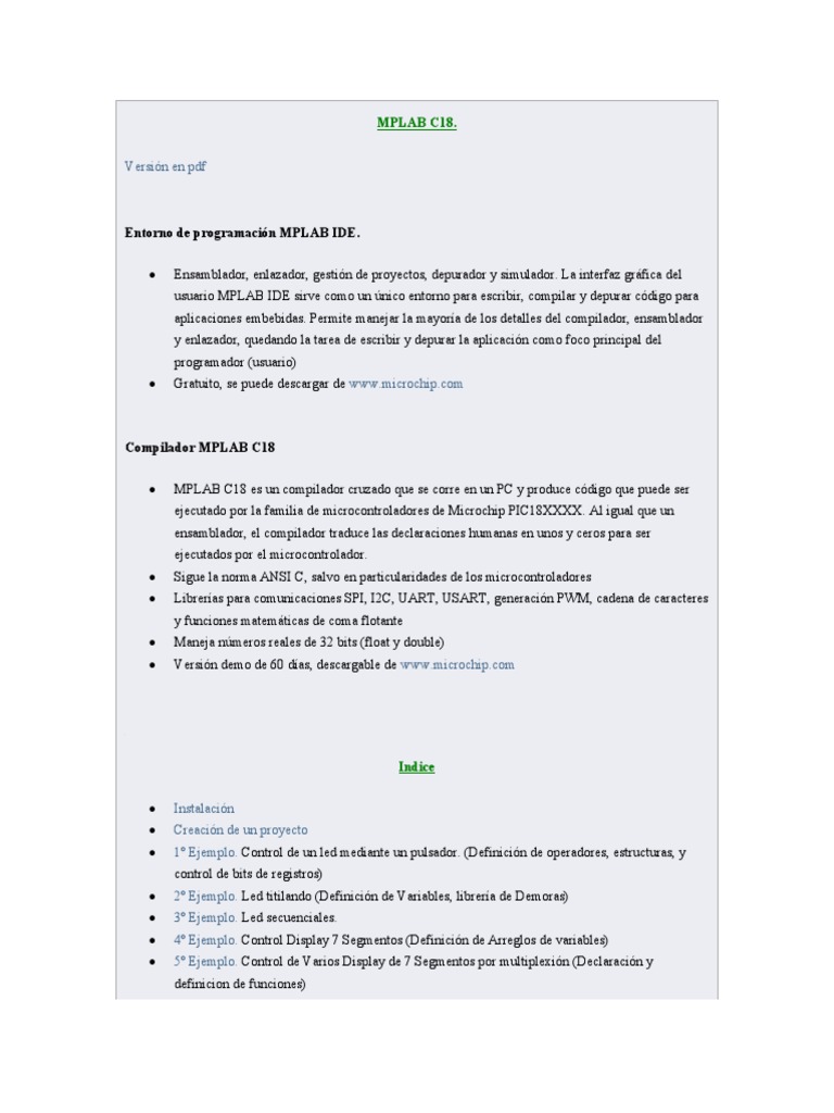 Mplab C18 | PDF | Compilador | Programación