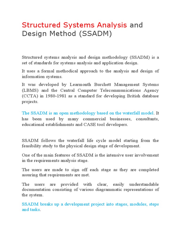 Structured Systems Analysis and Design Method | PDF | Conceptual Model | Computing