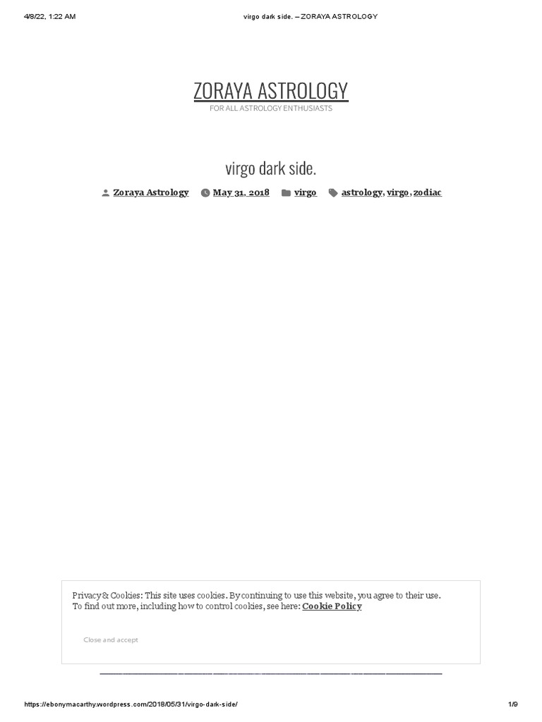 Virgo Dark Side. - ZORAYA ASTROLOGY | PDF | Http Cookie | Astrological Sign