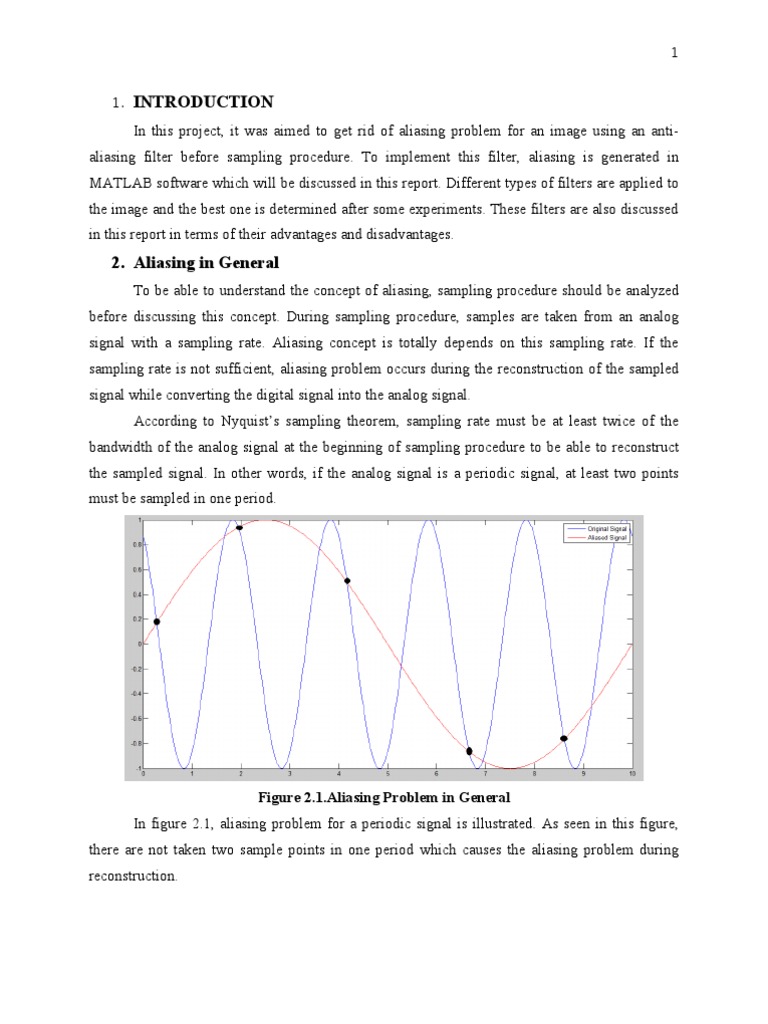 Anti Aliasing Filter Design Using Matlab An Image Processing Project Pdf Sampling Signal