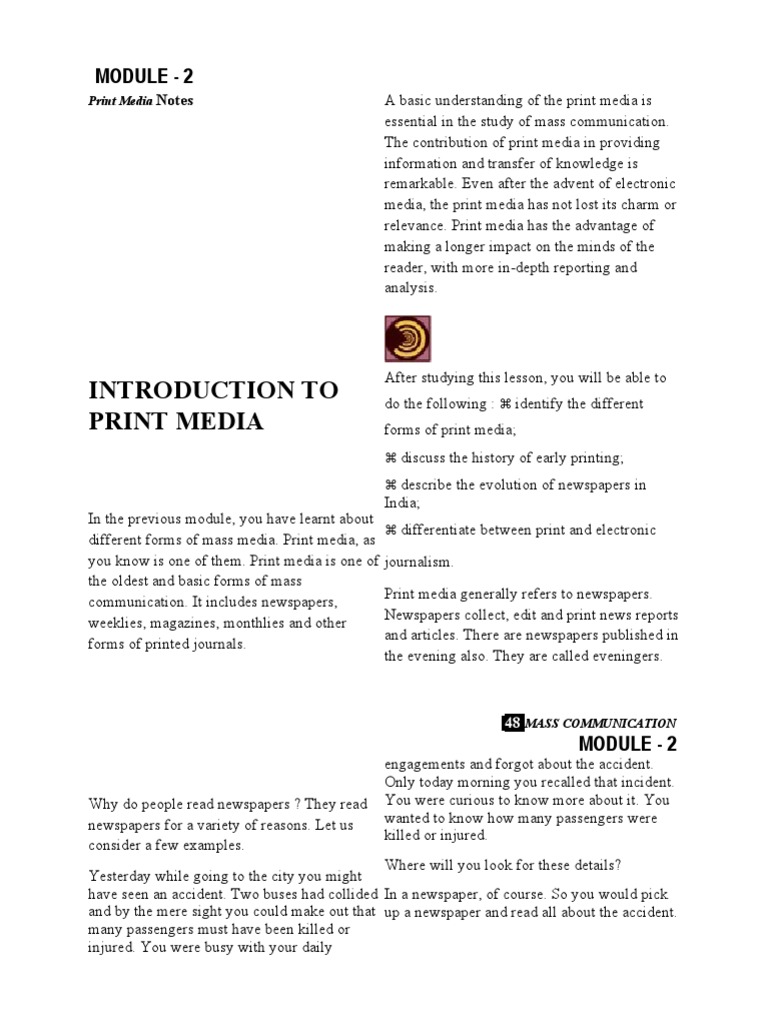 Print Media Introduction & History | PDF | Newspapers | Mass Media
