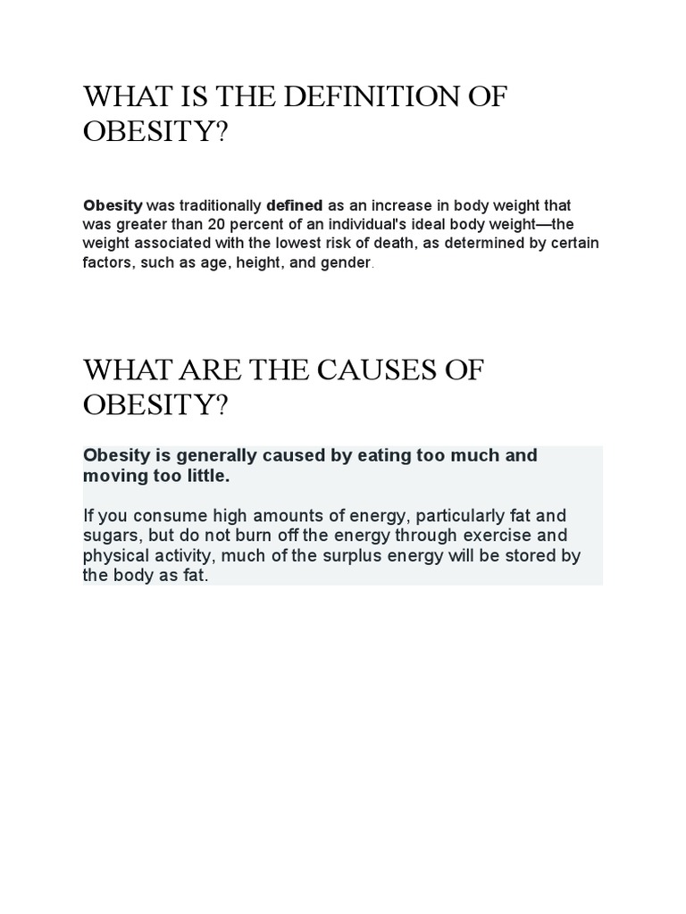 What Is The Definition of Obesity | PDF | Obesity | Body Mass Index