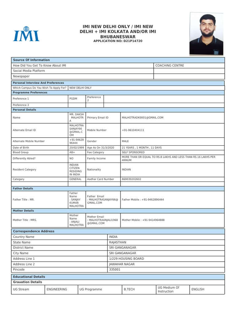 Imi New Delhi Only / Imi New Delhi + Imi Kolkata And/Or Imi Bhubaneswar ...