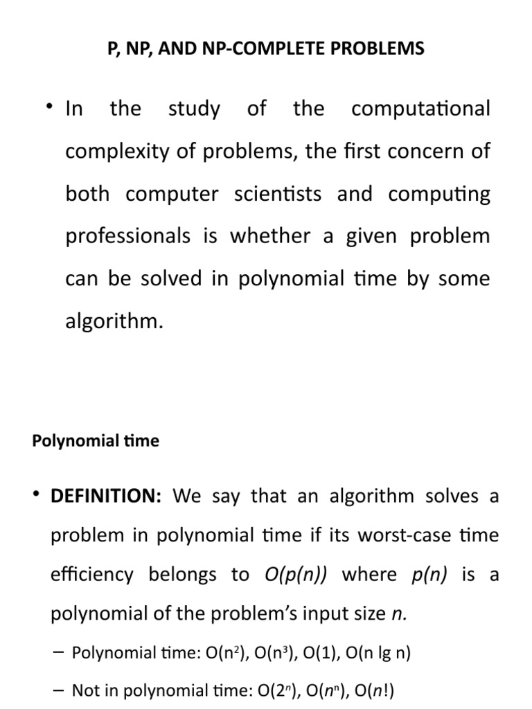 P Np Problems Pdf Computational Complexity Theory Time Complexity