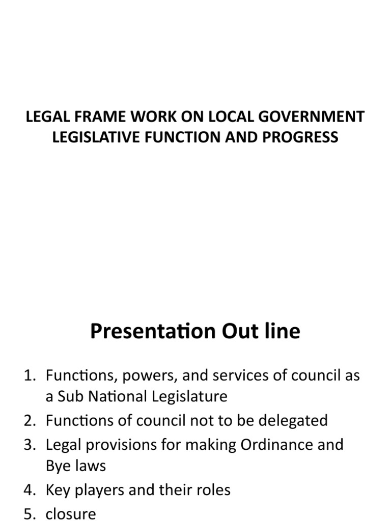 Legal Frame Work On Local Government Legislative Function | Download ...