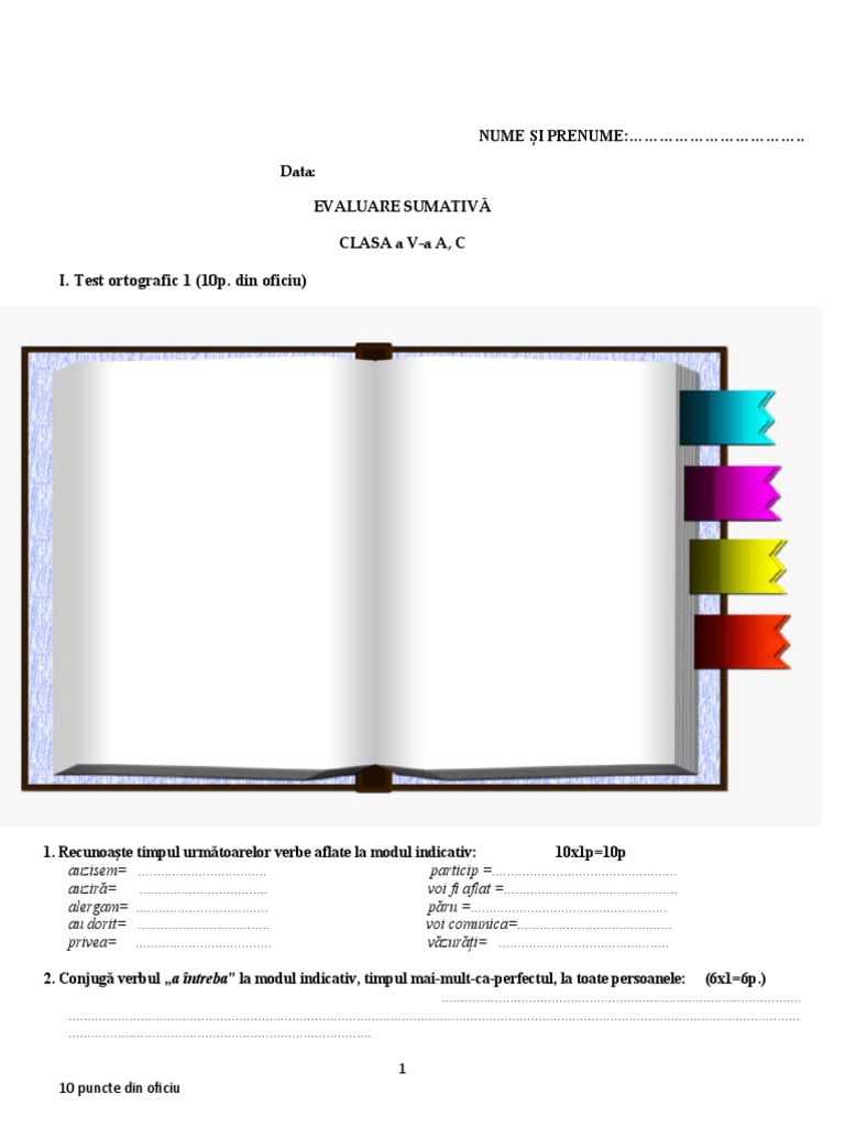 Test de Evaluare Clasa A Va | PDF