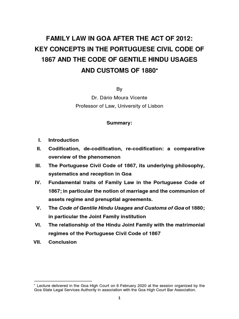 Goa FAMILY LAW IN GOA AFTER THE ACT OF 2012 | PDF | Marriage ...