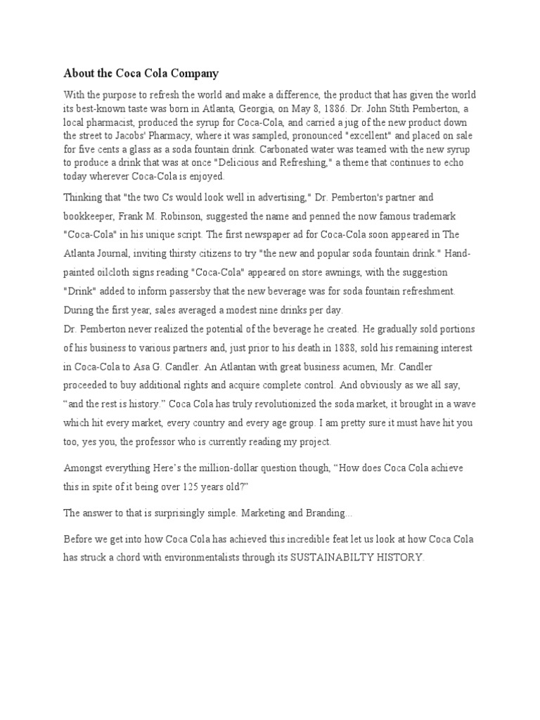 Coca Cola Analysis | PDF | The Coca Cola Company | Coca Cola