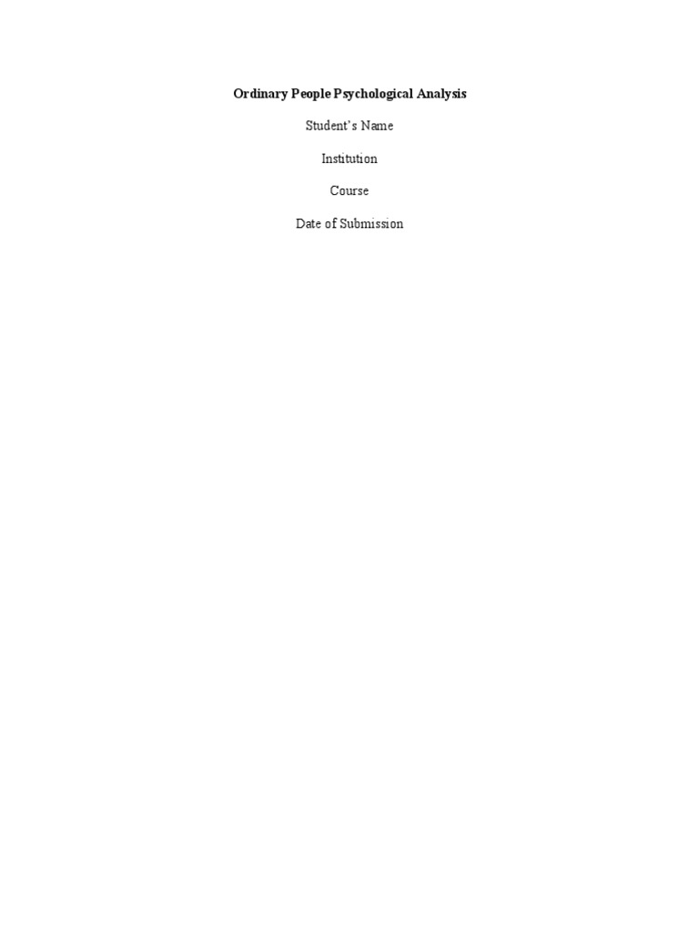 Psychological Analysis of Ordinary People | PDF | Psychology ...