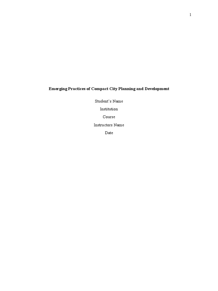 Emerging Practices of Compact City Planning and Development | PDF ...