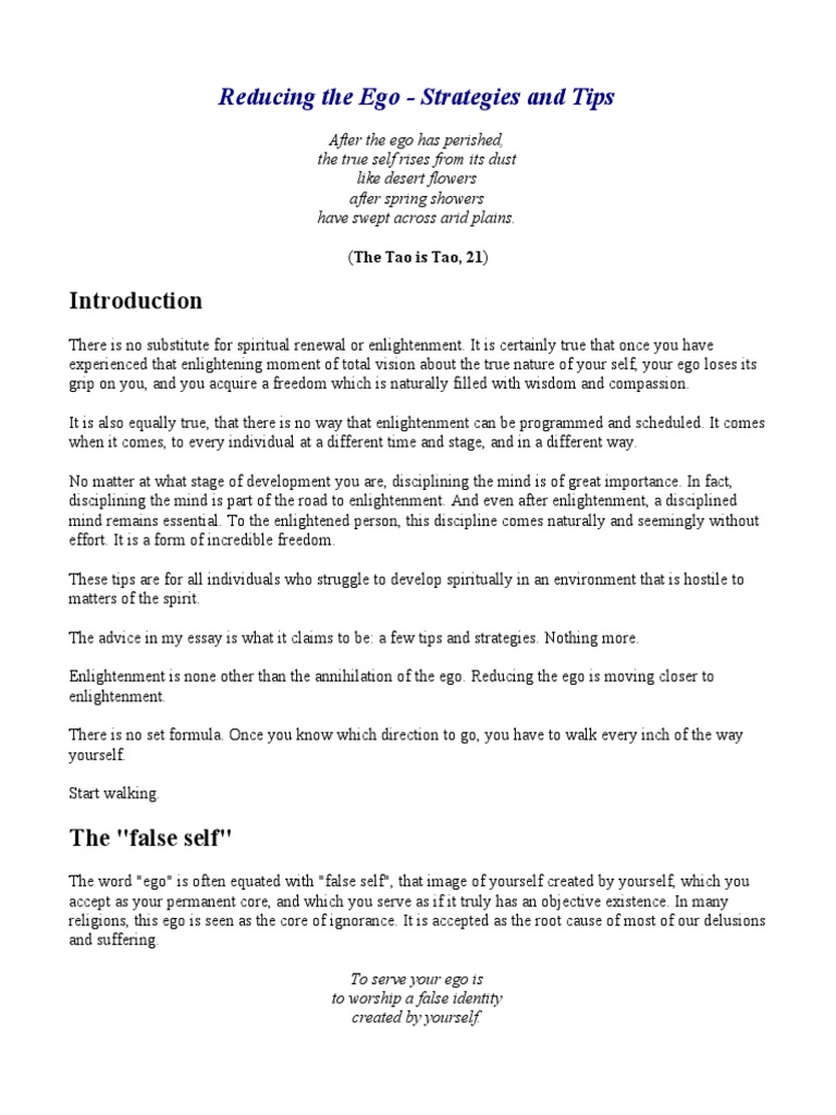 Reducing The Ego by Jos Slabbert | PDF | Humility | Compassion