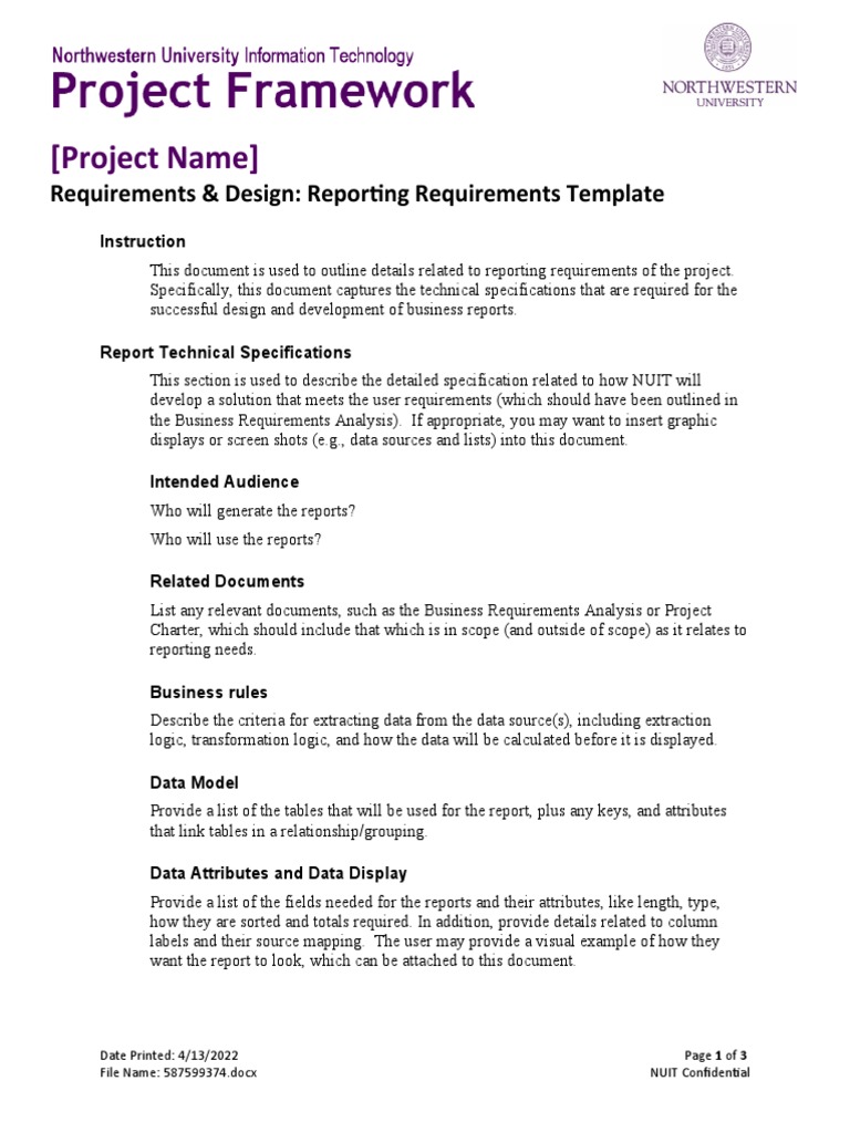 Reporting Requirements Template v061811 | PDF | Document | Data