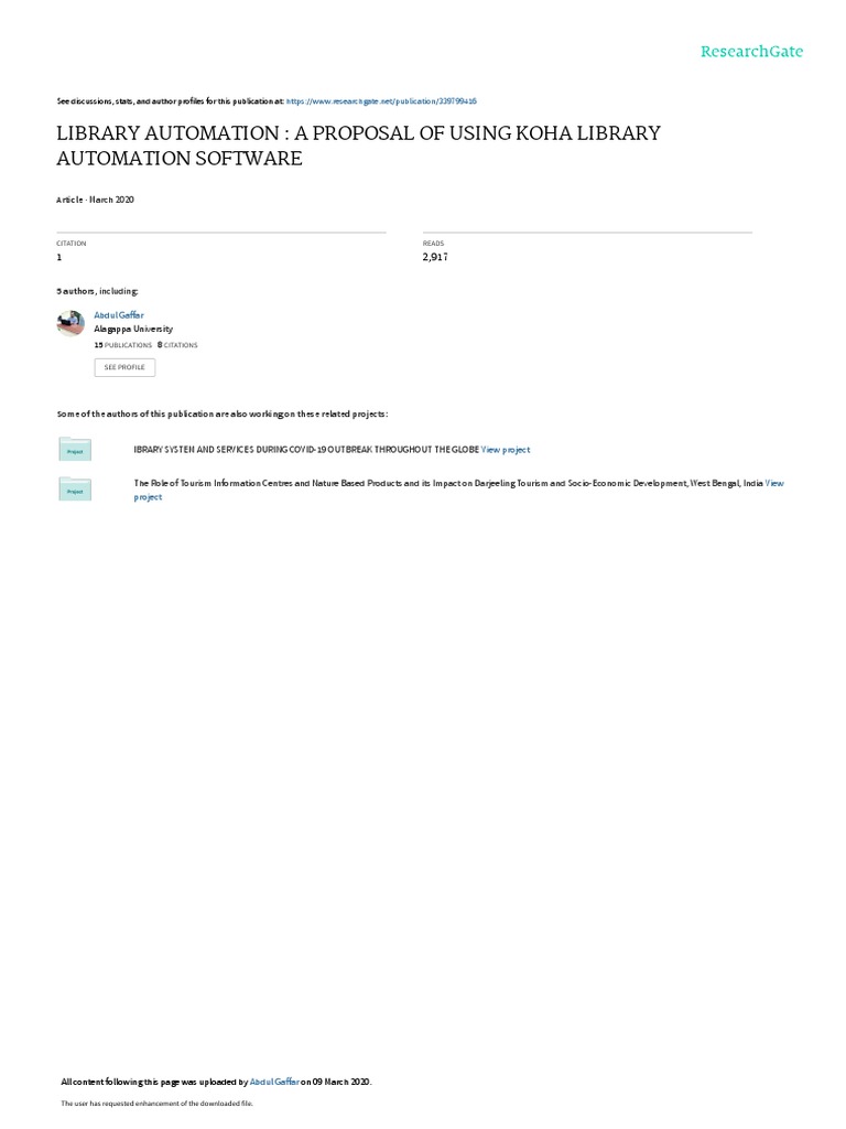 Library Automation: A Proposal of Using Koha Library Automation ...