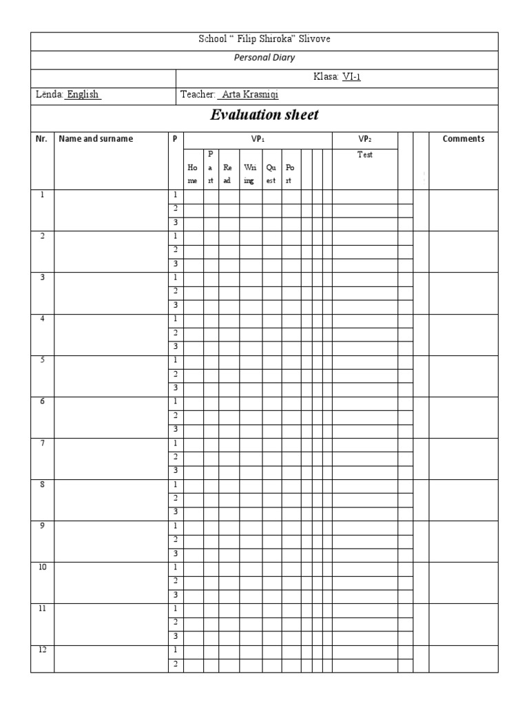 Ditari Personal I Mësimdhënësit | PDF