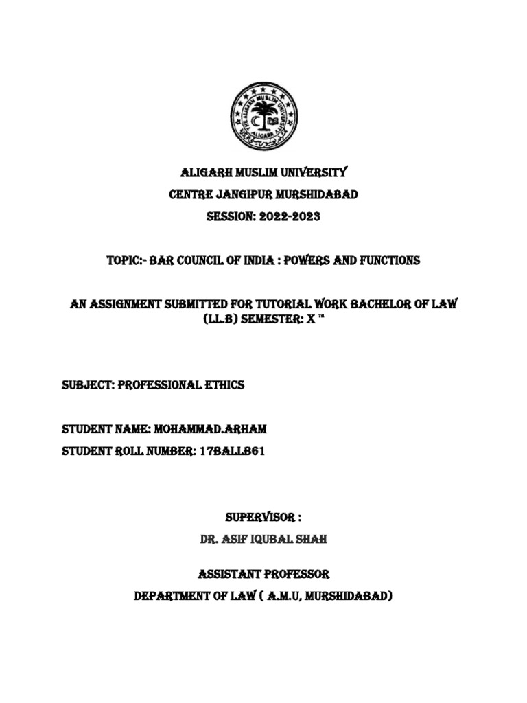 Bar Council of India: Powers & Functions | PDF | Advocate | Public Law
