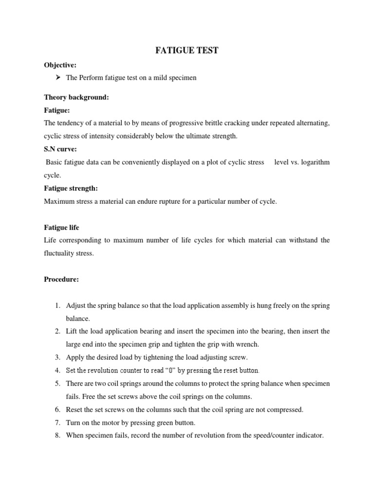 Fatigue Testing Guide | PDF | Fatigue (Material) | Strength Of Materials