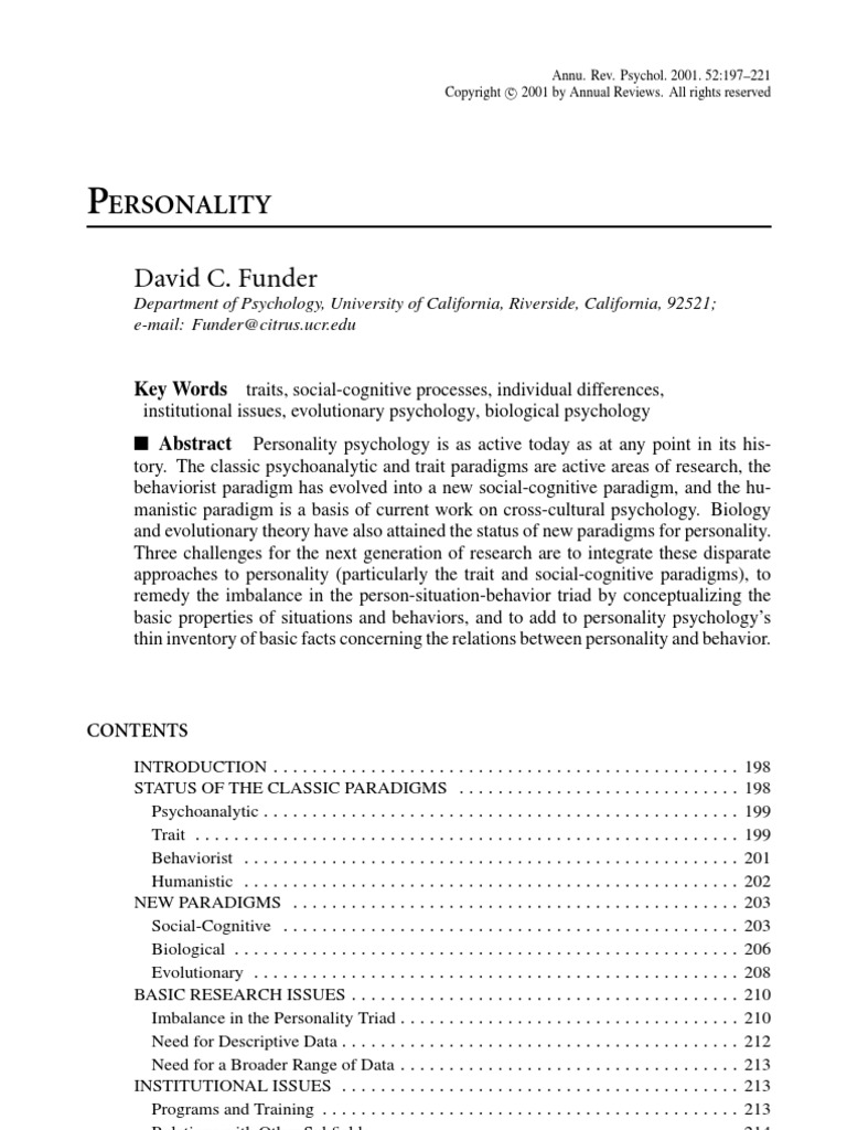 Ersonality: David C. Funder | PDF | Personality Psychology | Heritability