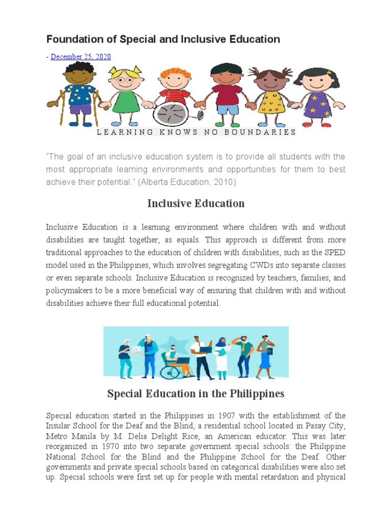 Special and Inclusive Education | PDF | Inclusion (Education) | Special ...