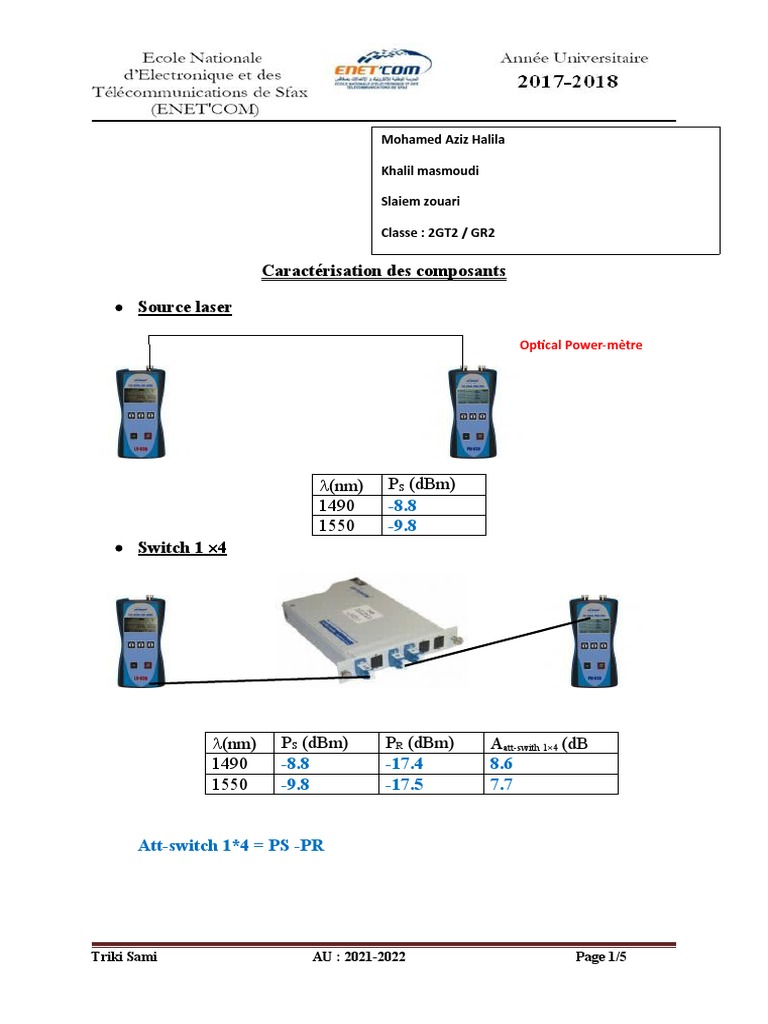Caractérisation Des Composants | PDF | Fibre optique | Optique