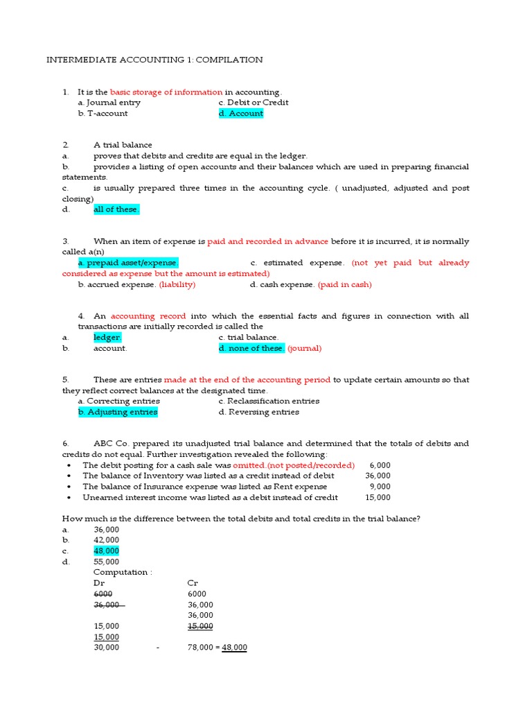 INTERMEDIATE ACCOUNTING 1 Review | PDF | Debits And Credits | Present Value