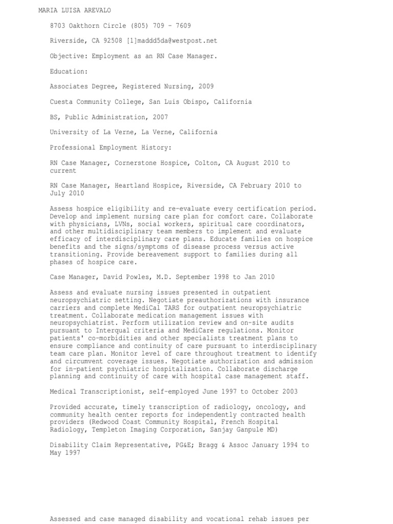 Telephonic RN Case Manager | PDF | Palliative Care | Patient