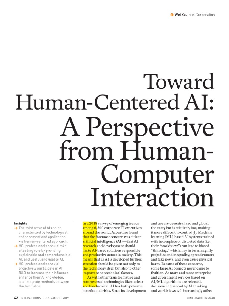 Toward Human-Centered AI:: A Perspective From Human-Computer Interaction | PDF | Artificial ...