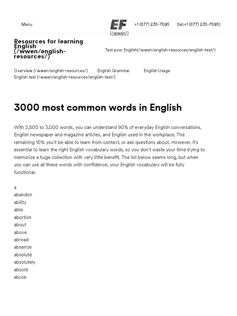 3000 Most Common Words in English | PDF | English Language