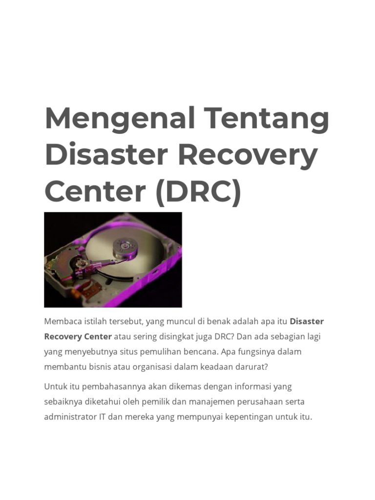 Memahami Disaster Recovery Center (DRC) | PDF