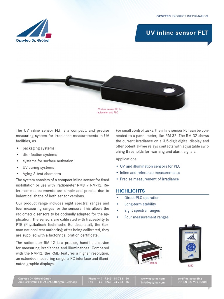 UV Inline Sensor FLT Product Overview | PDF | Technology & Engineering