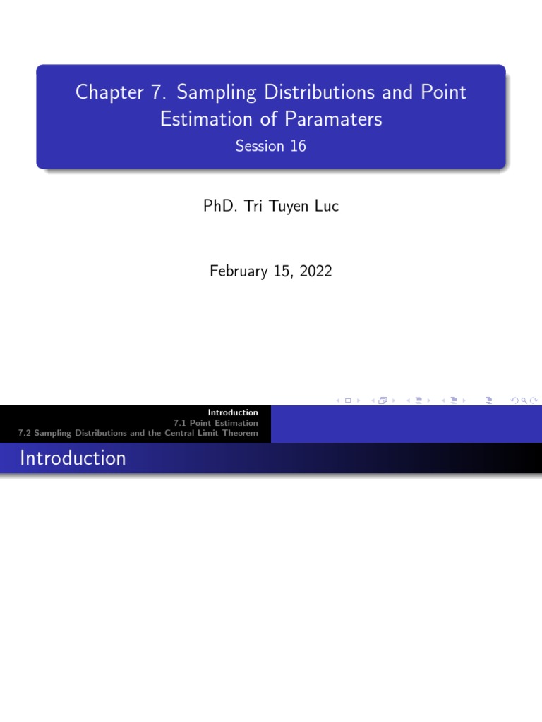 Chapter 7 Sampling Distributions And Point Estimation Of Paramaters