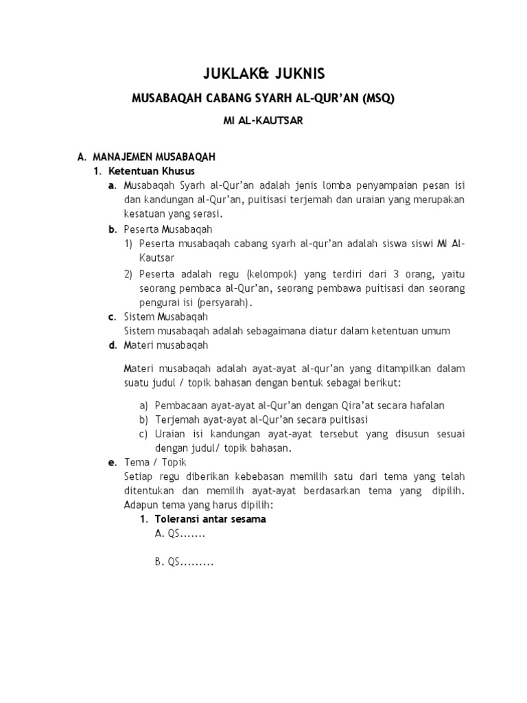 Juknis Syarhil Quran | PDF
