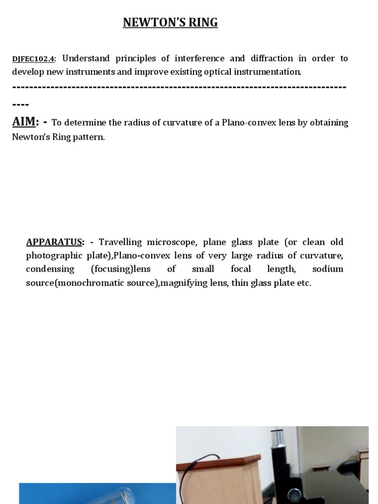 Determining the Radius of Curvature of a Plano-Convex Lens Using Newton's Ring Interference ...