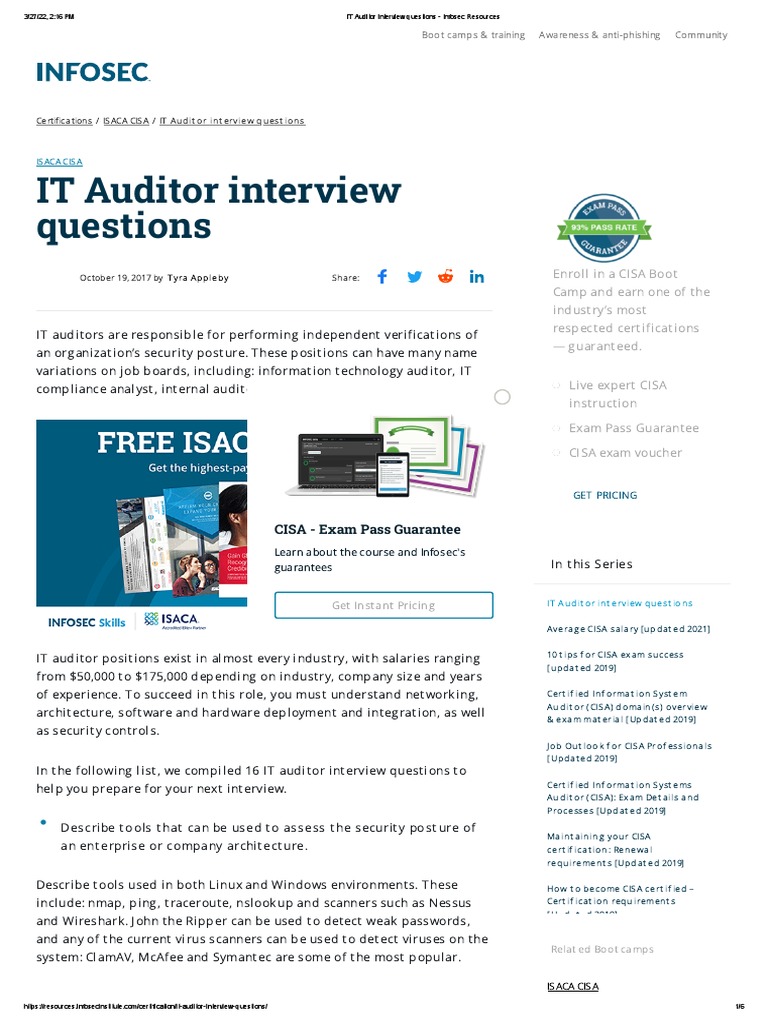 IT Auditor Interview Questions | PDF | Vulnerability (Computing ...