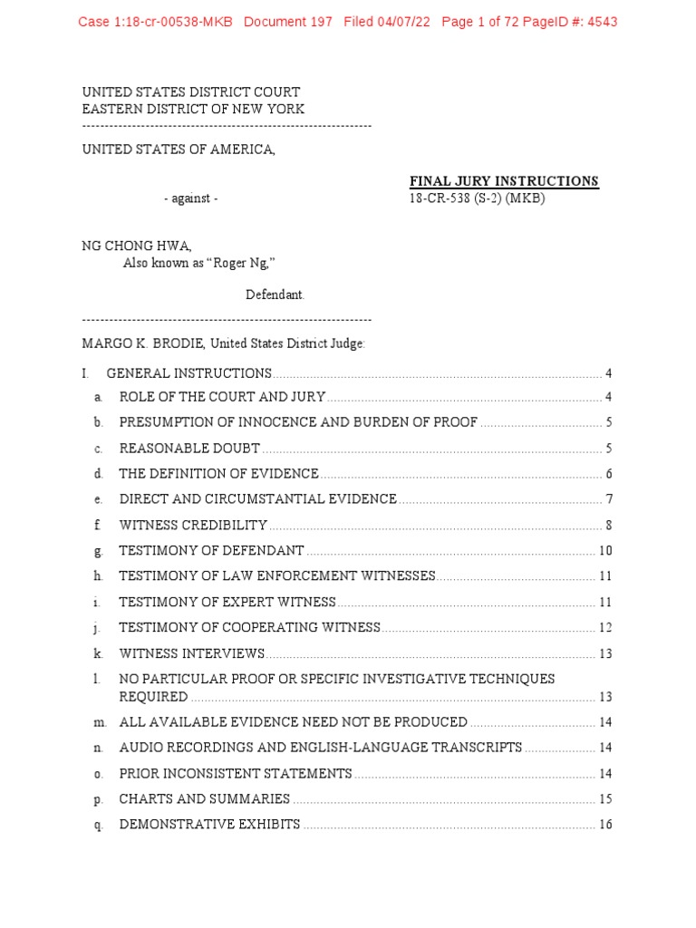 NG Jury Instructions | PDF | Burden Of Proof (Law) | Witness