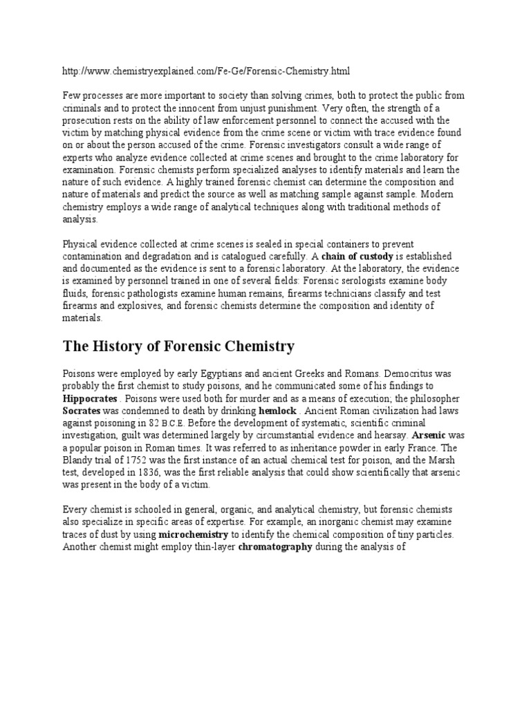 The History of Forensic Chemistry | PDF | Gas Chromatography ...