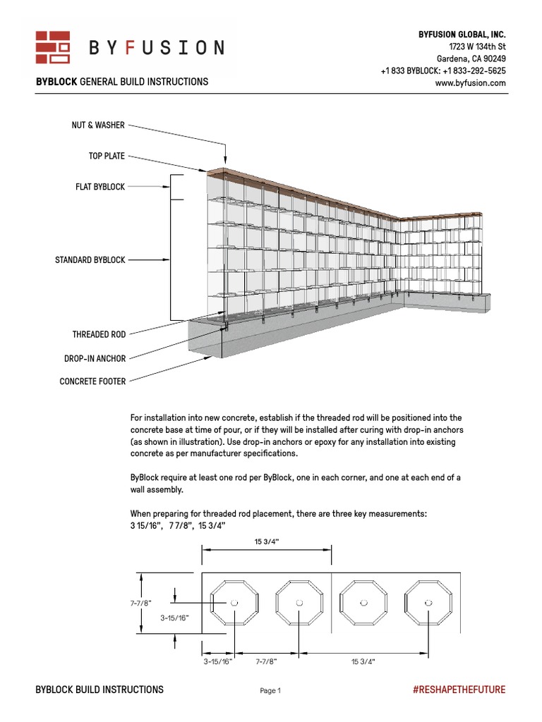 BYFUSION ByBlock Build Instructions v.2-1 | PDF | Concrete | Nut (Hardware)