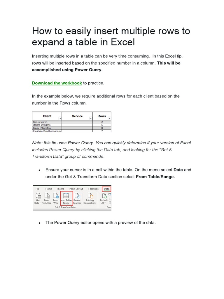 How To Easily Insert Multiple Rows To Expand A Table In Excel PDF 