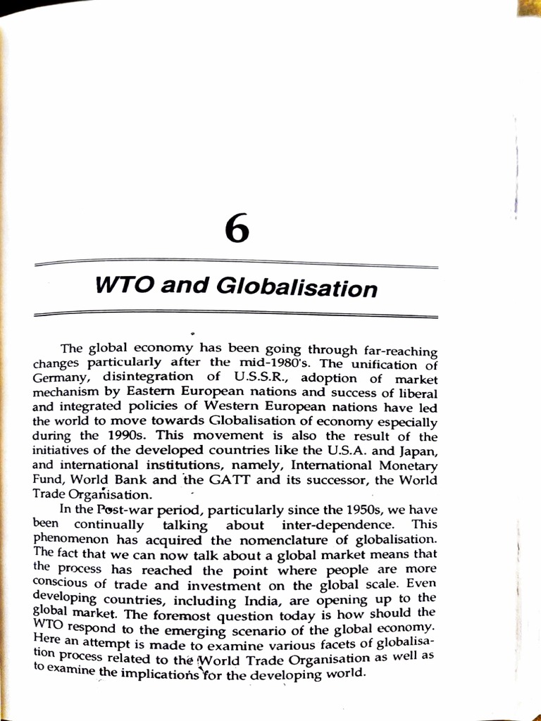 WTO & Globalisation | PDF | World Trade Organization | Globalization