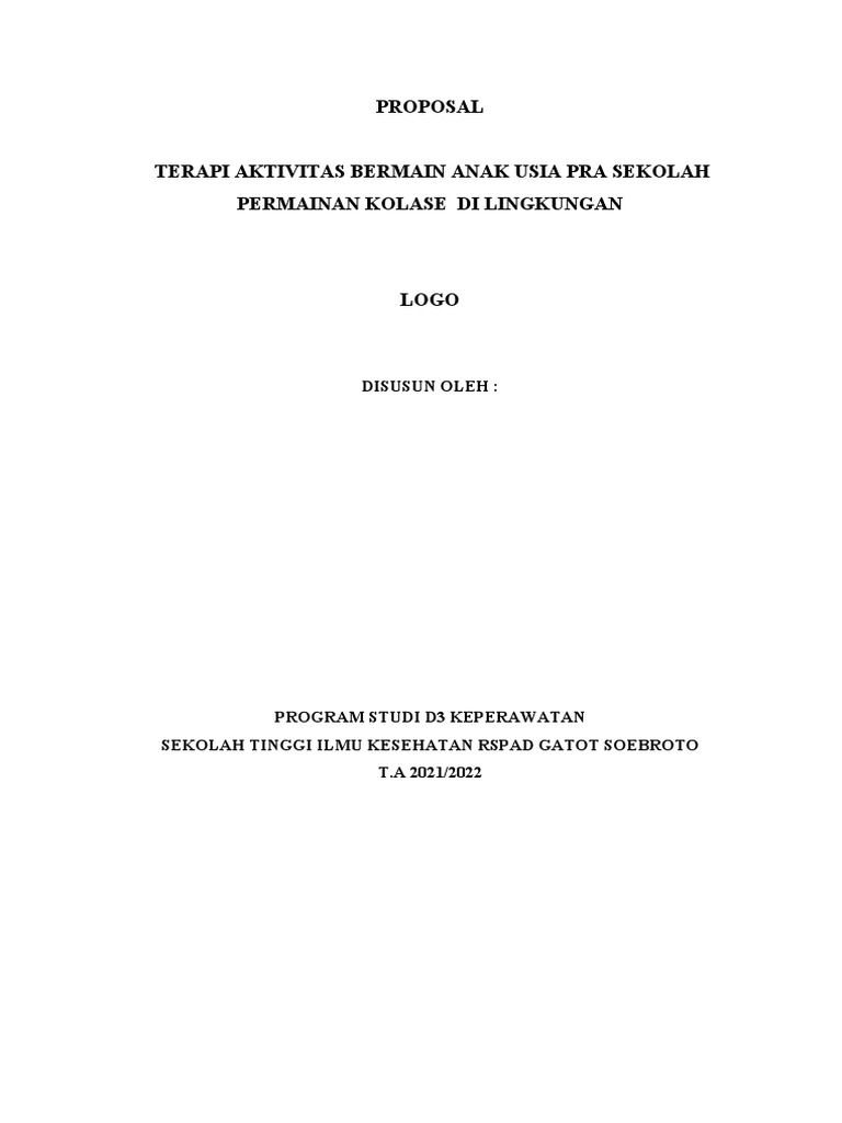 Contoh Proposal Terapi Aktivitas Bermain | PDF | Kesehatan Holistik