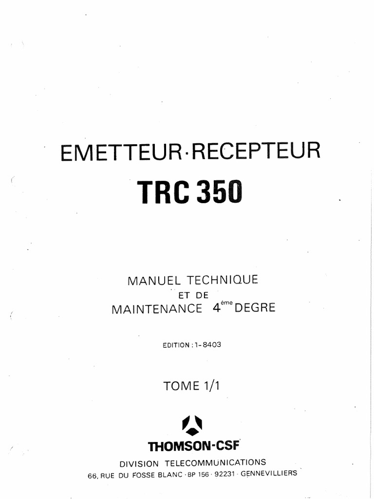 Thomson CSF TRC-350 Serv FR 1984 | PDF