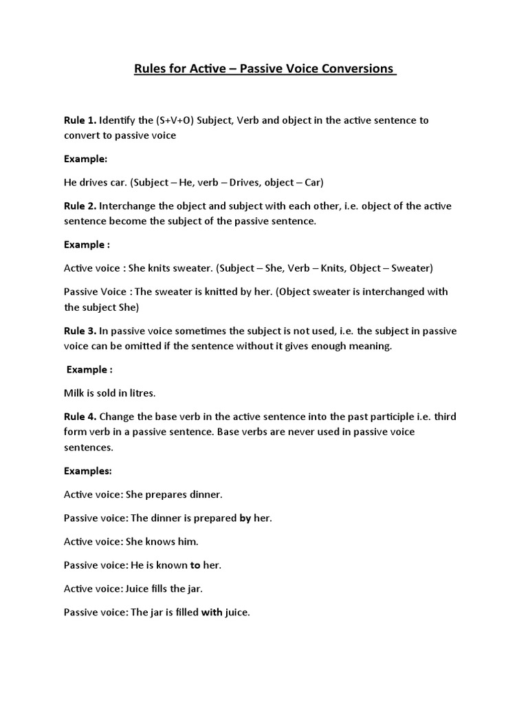 Active Passive Voice (Notes) | PDF | Verb | Subject (Grammar)