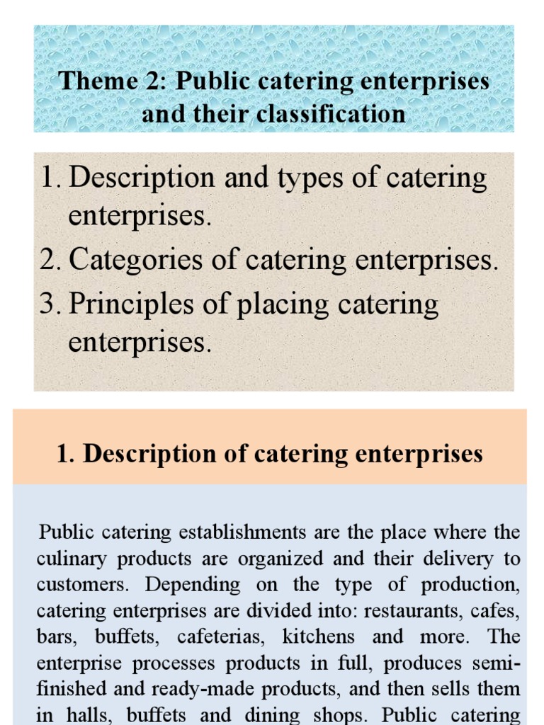 Theme 2: Public Catering Enterprises and Their Classification | PDF ...