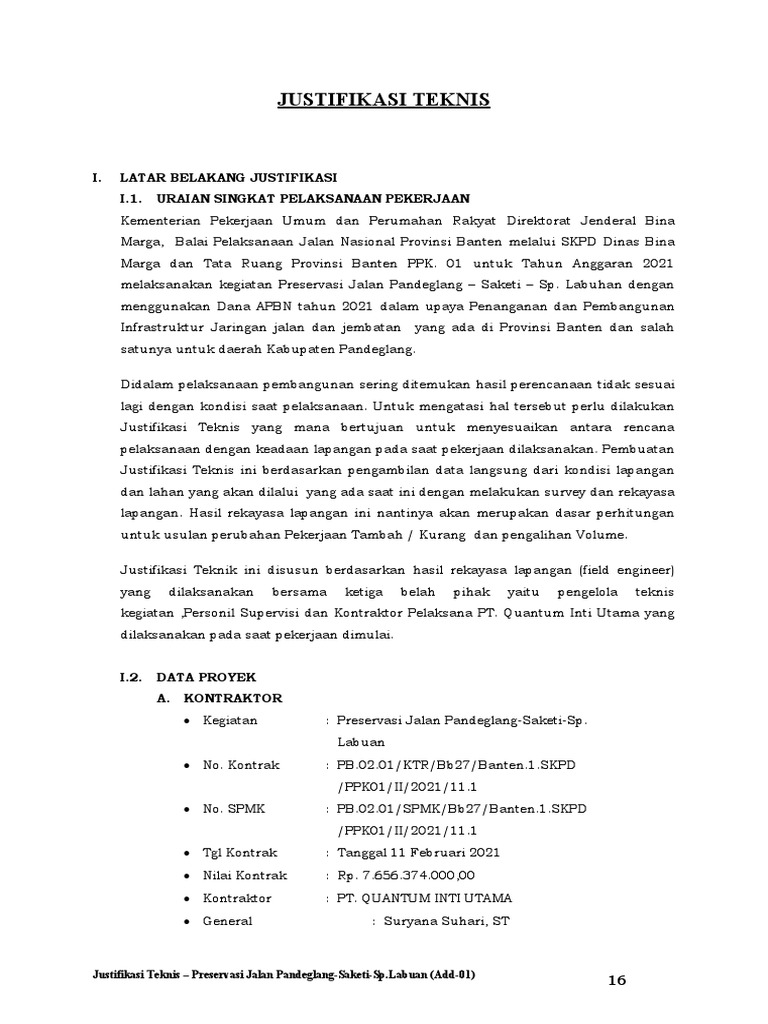 Justifikasi - Teknik - 01 | PDF