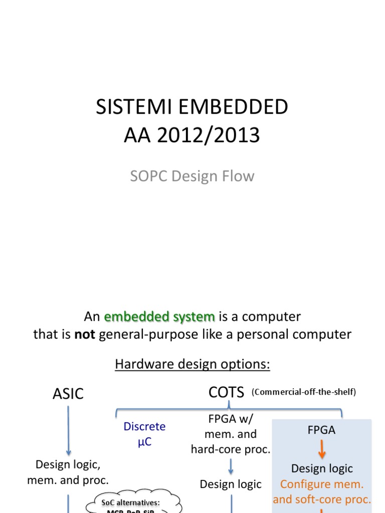 Sistemi Embedded AA 2012/2013: SOPC Design Flow | PDF | System On A Chip | Embedded System
