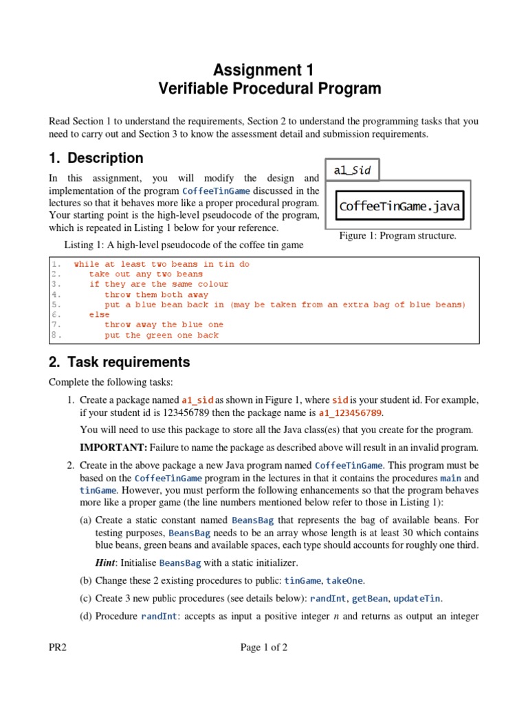 Assignment 1 Verifiable Procedural Program 1 Description Pdf Subroutine Array Data Structure 4485