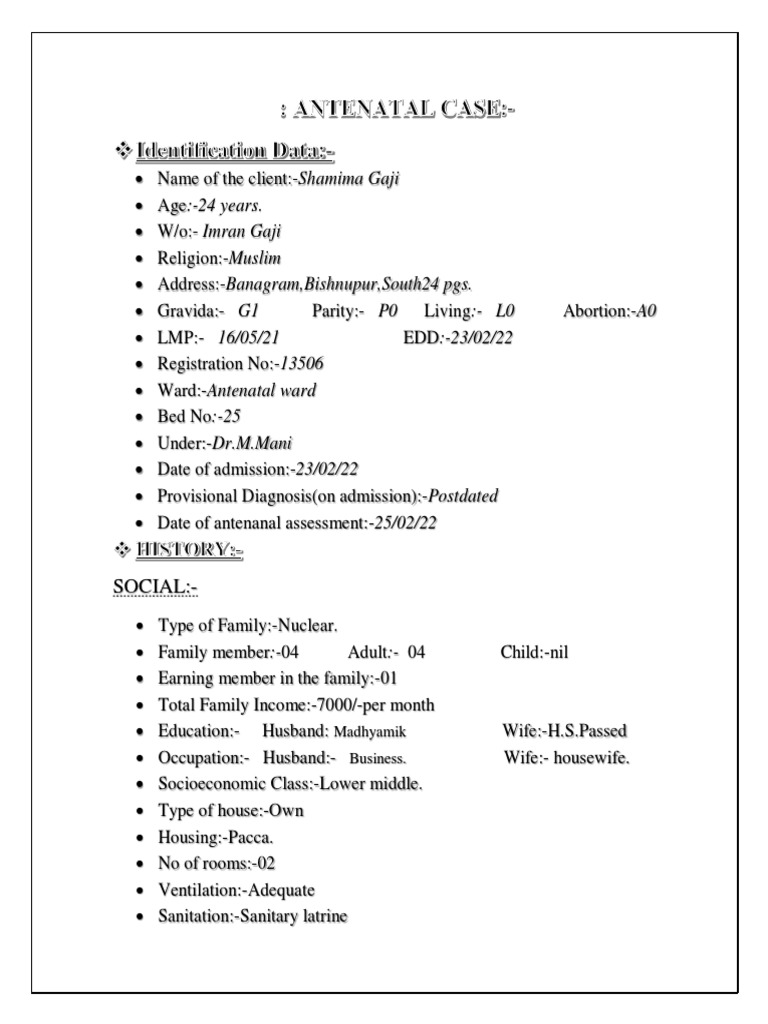 Antenatal Case | PDF | Pregnancy | Childbirth