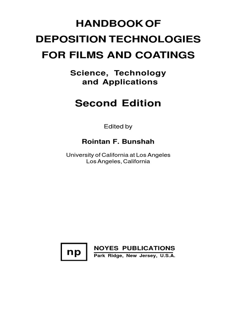 Handbook of Deposition Technologies For Films and Coatings Science ...